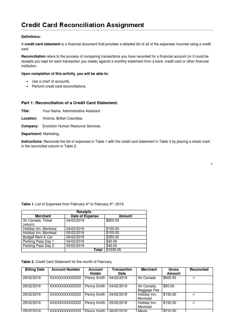Credit Card Reconciliation Guide | PDF | Credit Card | Financial ...