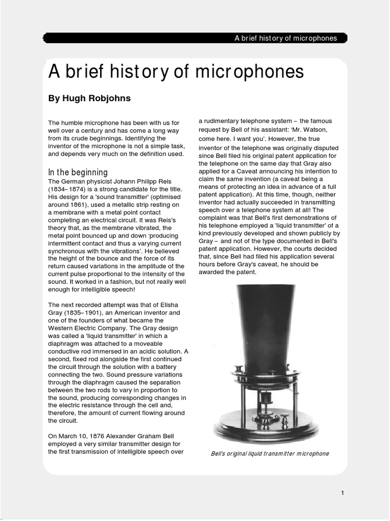 04 A Brief History of Microphones PDF | PDF | Microphone | Vacuum Tube