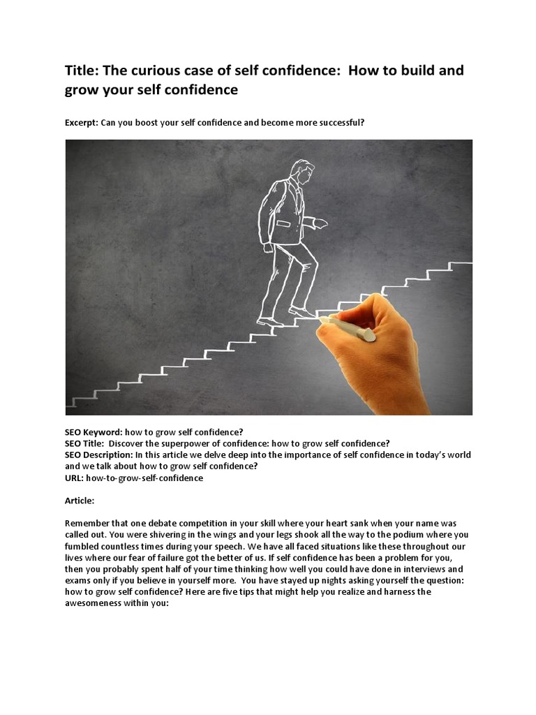 Title: The Curious Case of Self Confidence: How To Build and Grow Your ...