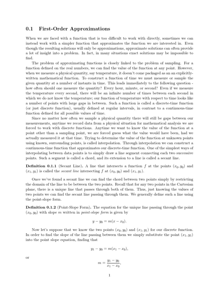 First-Order Function Approximations | PDF | Tangent | Discrete Time And ...