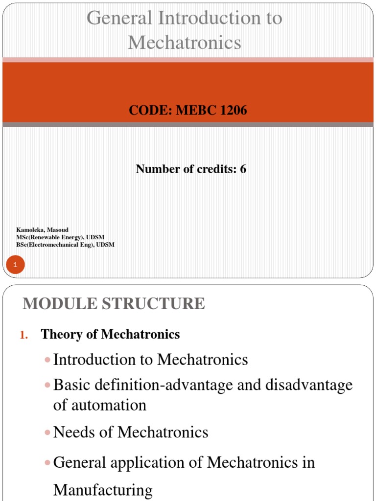 Lecture 1 General Introduction To Mechatronics | PDF | Inductor ...