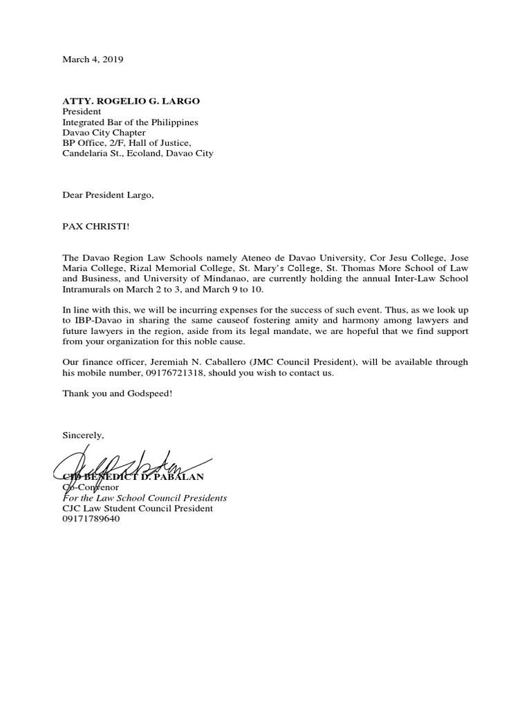 Atty. Rogelio G. Largo: For The Law School Council Presidents | PDF