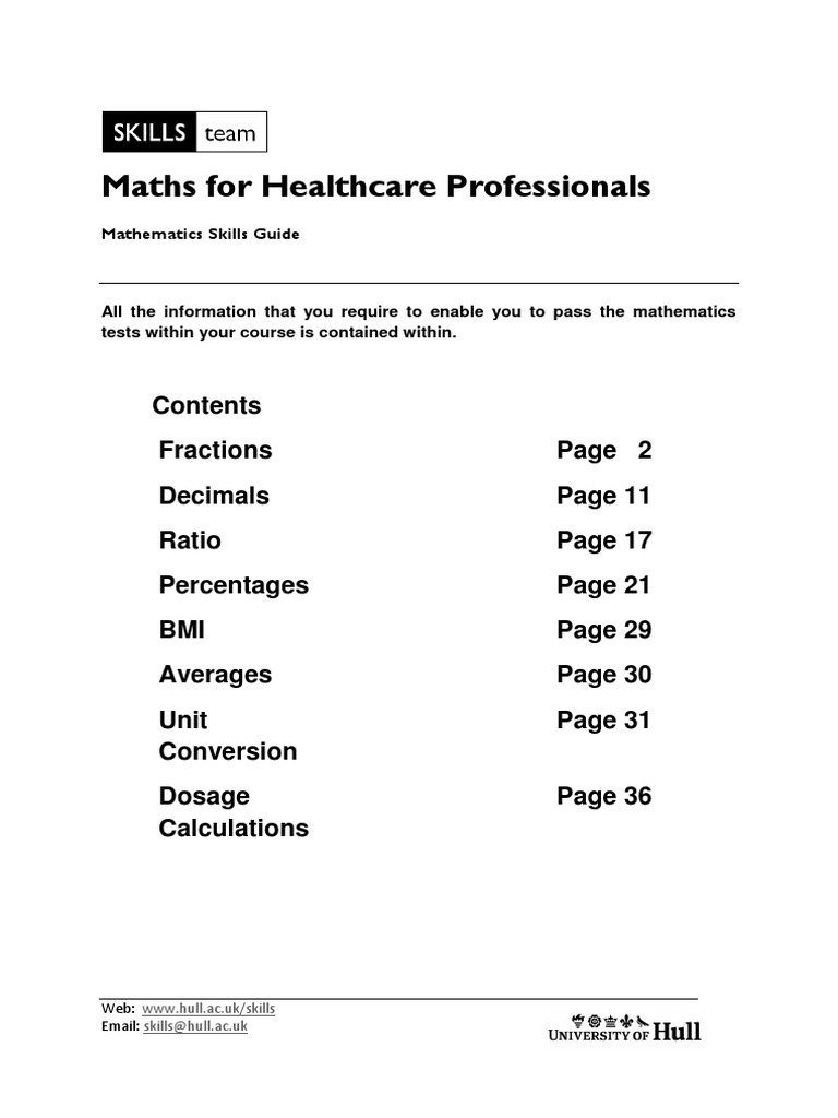 Maths For Healthcare Professionals: Fractions Decimals Ratio ...