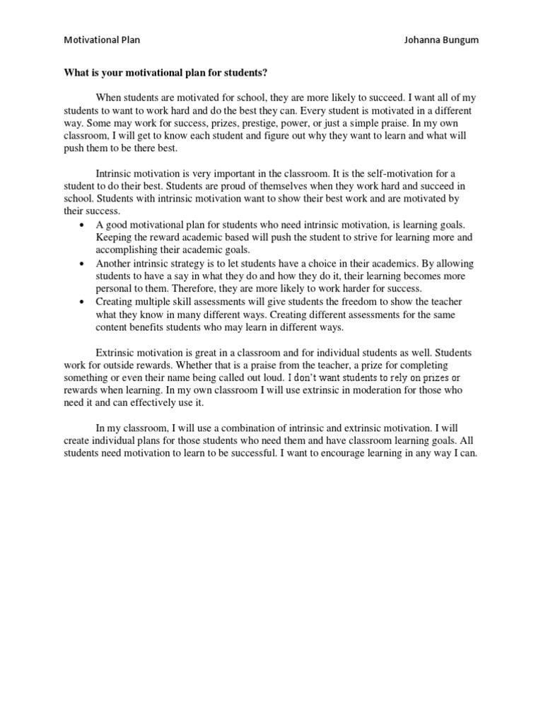 Motivational Plan | PDF