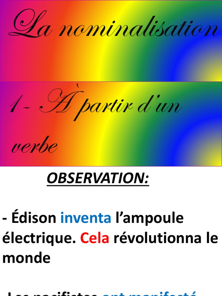 La Nominalisation | PDF | Phrase | Typologie linguistique