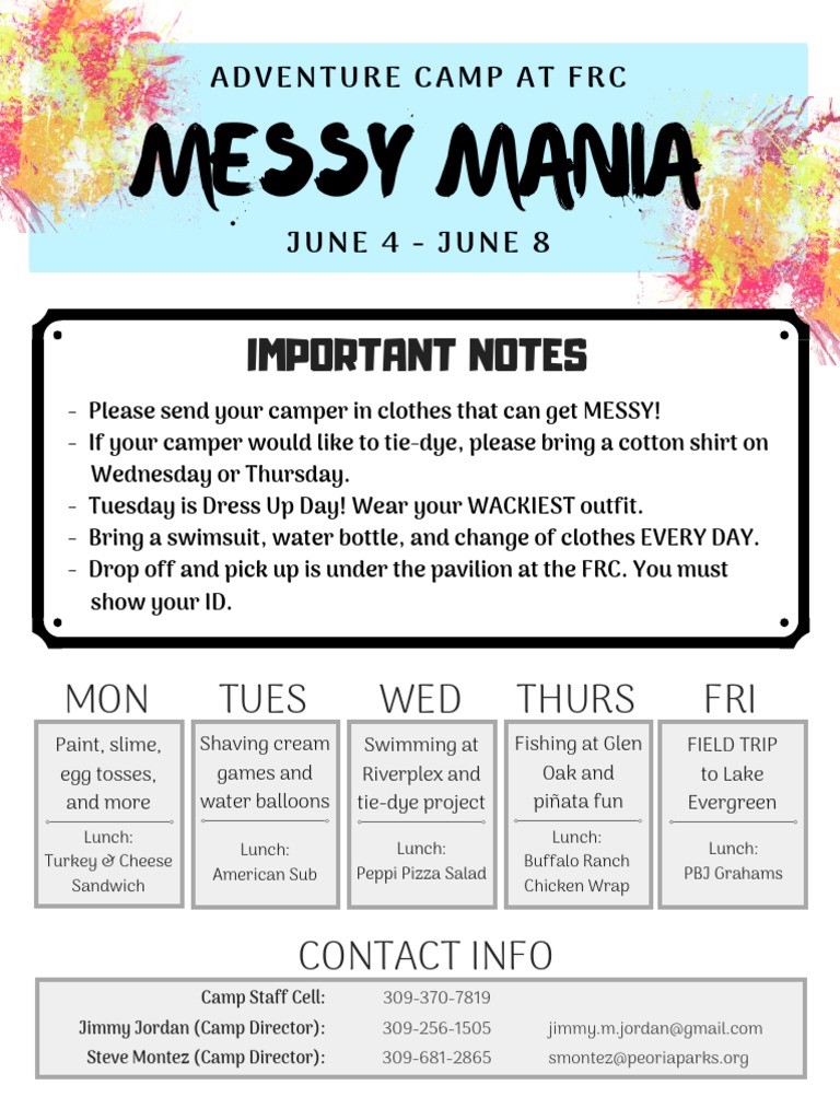 Adventure Camp Week 1 | PDF