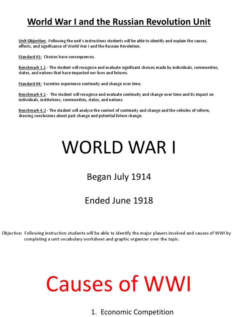 World War I and The Russian Revolution Unit | Download Free PDF | World ...