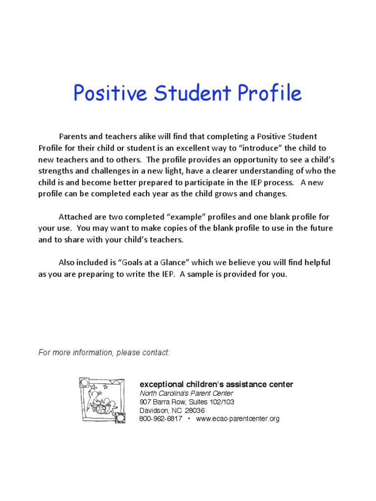 Positive Student Profile Template | PDF | Individualized Education ...