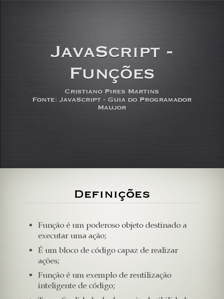 JavaScript - Aula 04 - Funções PDF | PDF | Paradigmas de programação ...