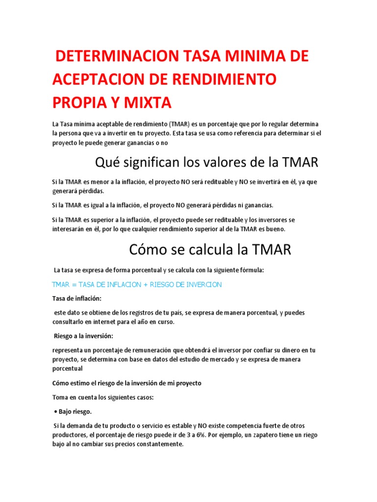Cómo Calcular la TMAR en Proyectos | PDF | Inflación | Precios