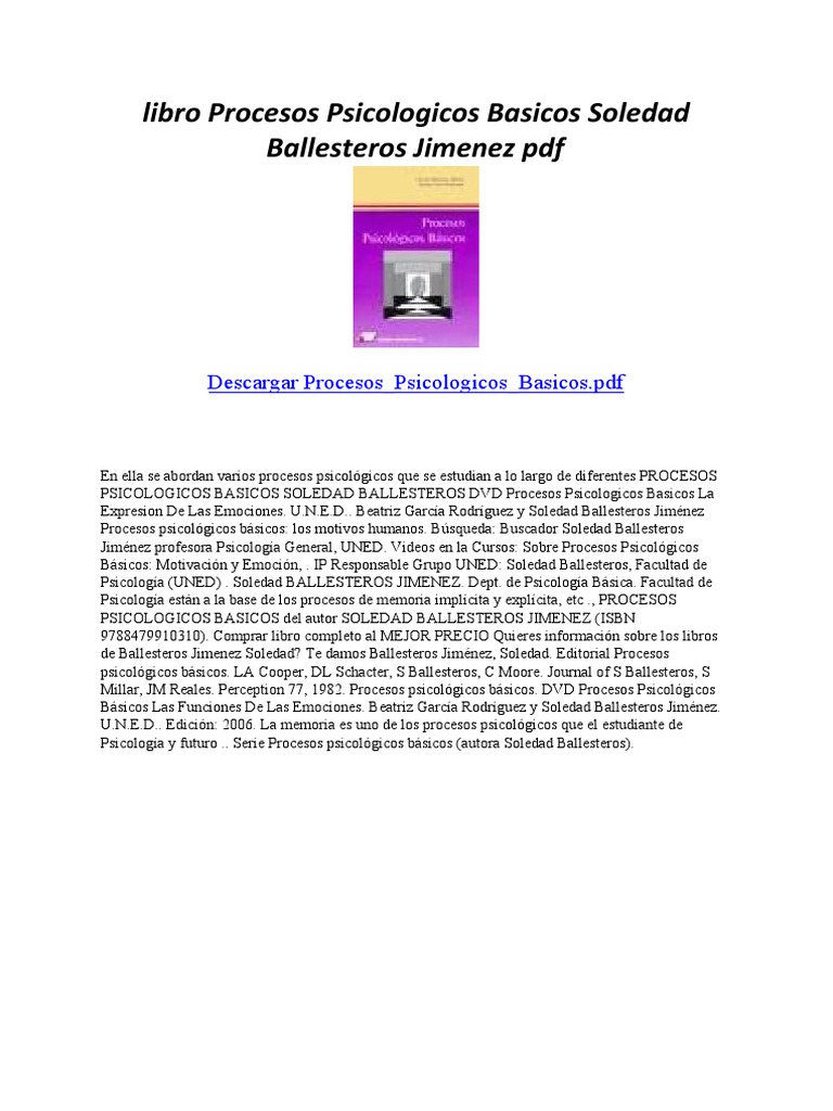 Procesos Psicologicos Basicos | PDF