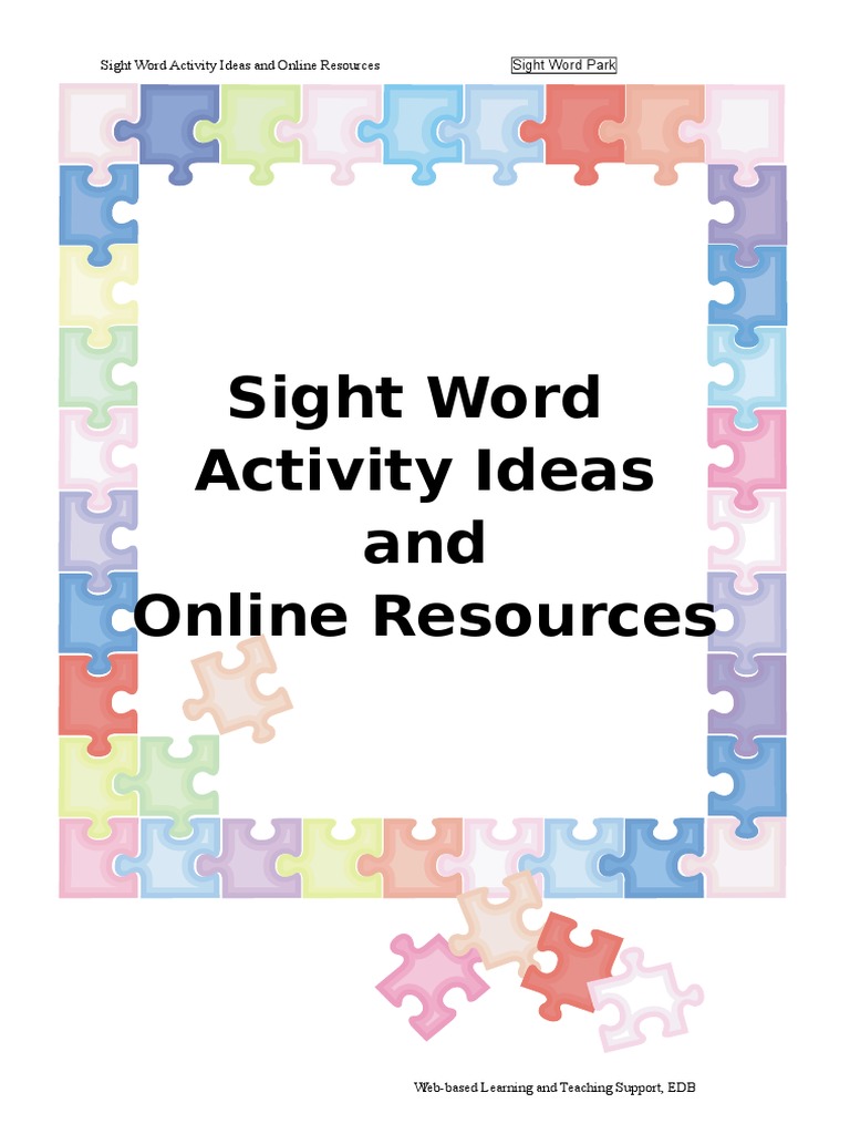 1 Sight Word Resource Pack | PDF | Goldilocks And The Three Bears ...