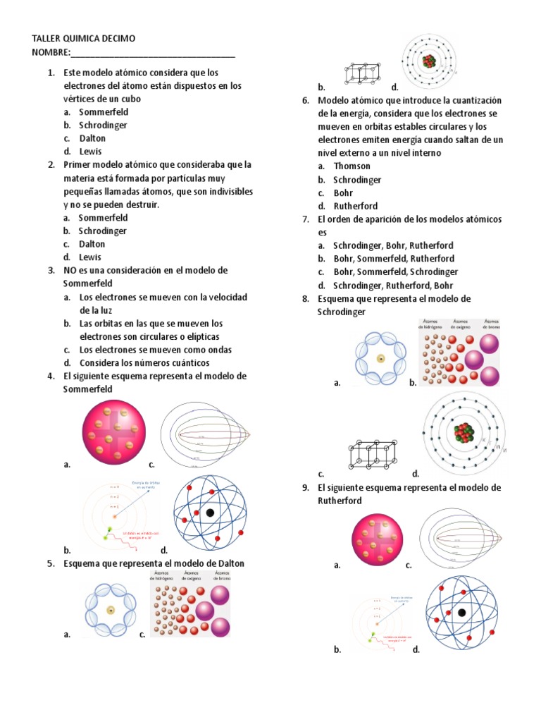 Taller de Modelos Atómicos Resuelto | PDF | Átomos | Configuración ...