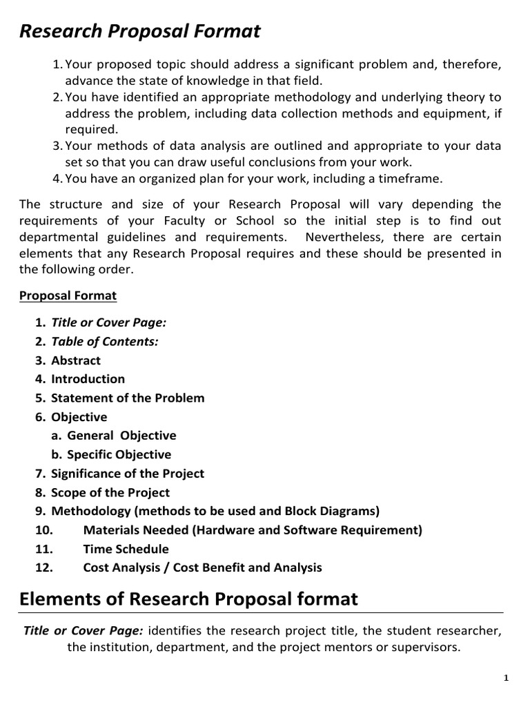 Research Proposal Format | PDF | Abstract (Summary) | Goal