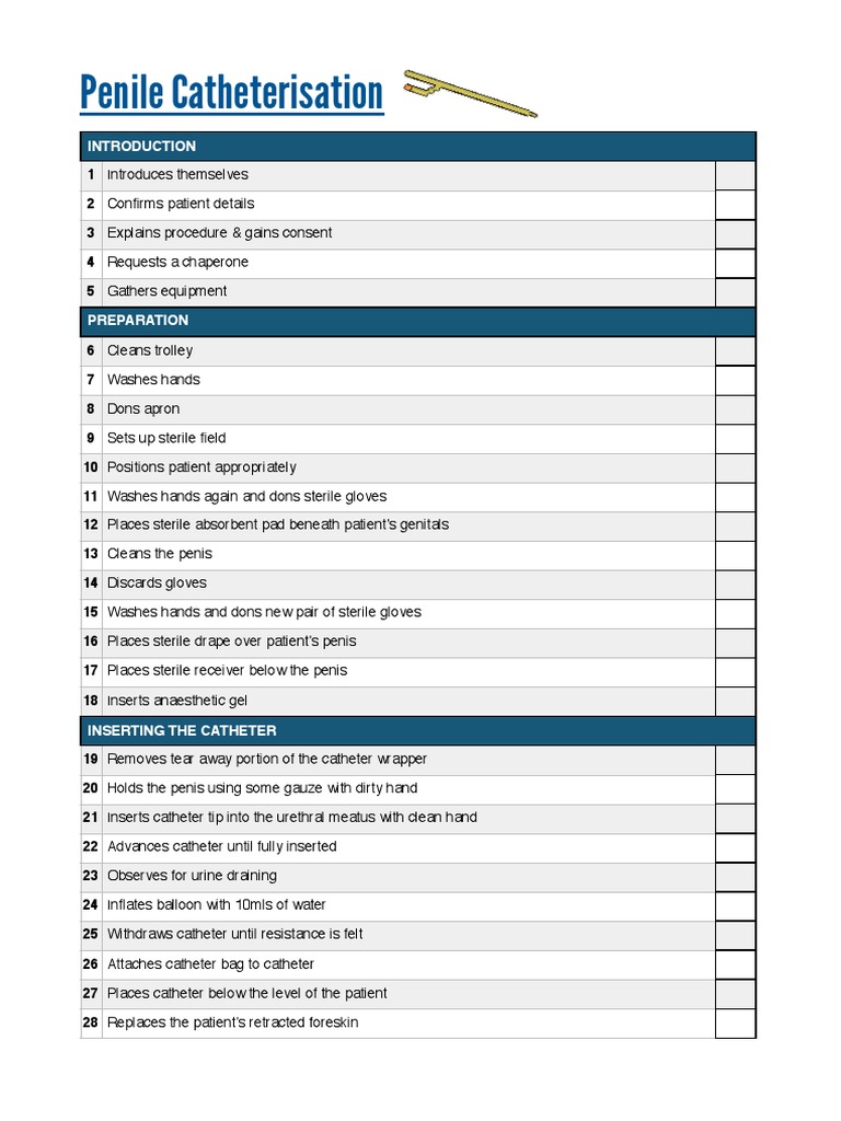 Penile Catheterisation OSCE Mark Scheme | PDF | Medical Equipment ...