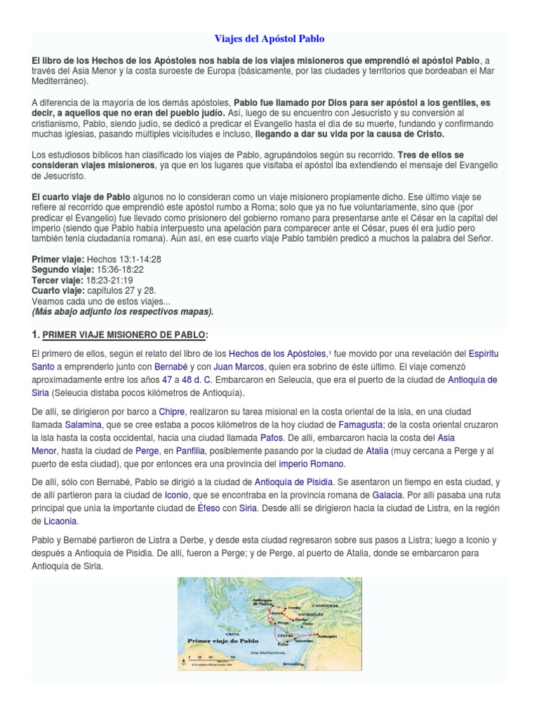 Viajes Misioneros del Apóstol Pablo | PDF | Bernabé | Pablo el apóstol