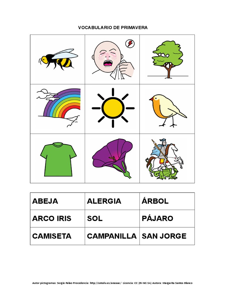 Vocabulario Infantil de Primavera | PDF | Insectos y humanos | Aficiones
