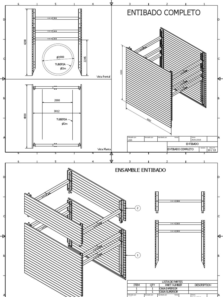 Plano de Entibado Completo y Lista de Partes | PDF