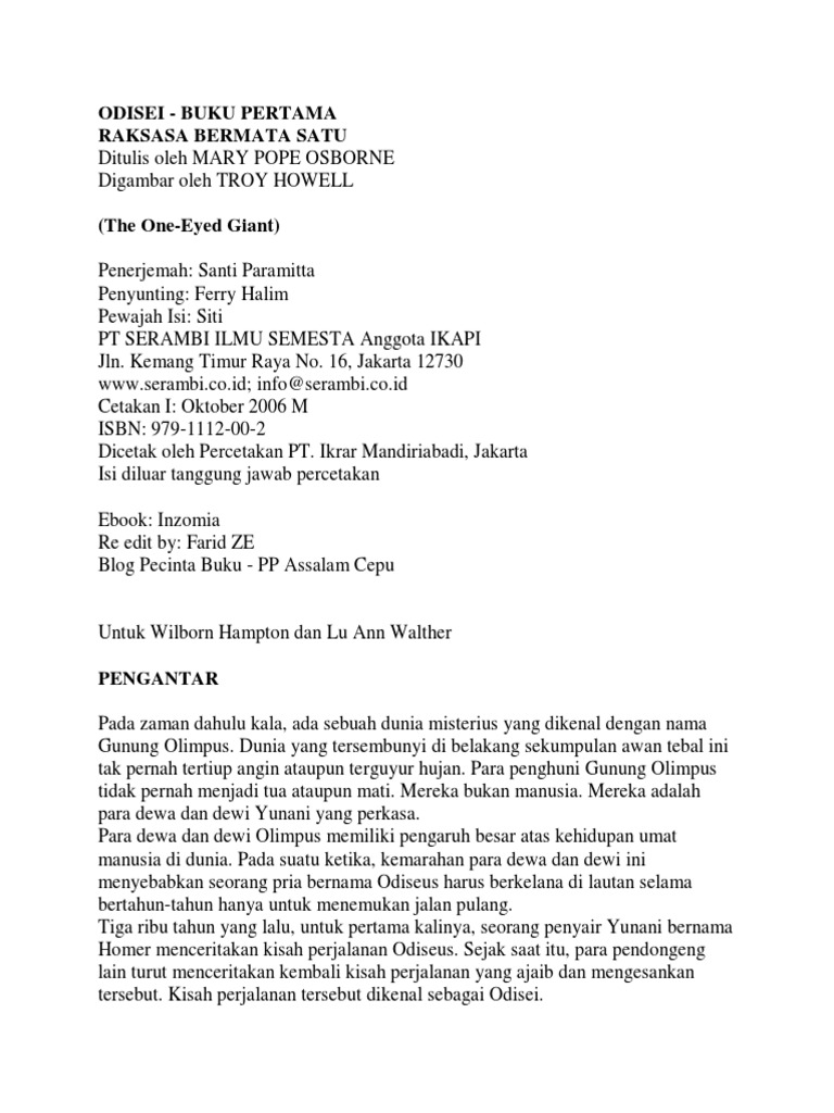 Odisei Buku 01-06 (Tamat) | PDF | Sejarah | Dewasa Muda