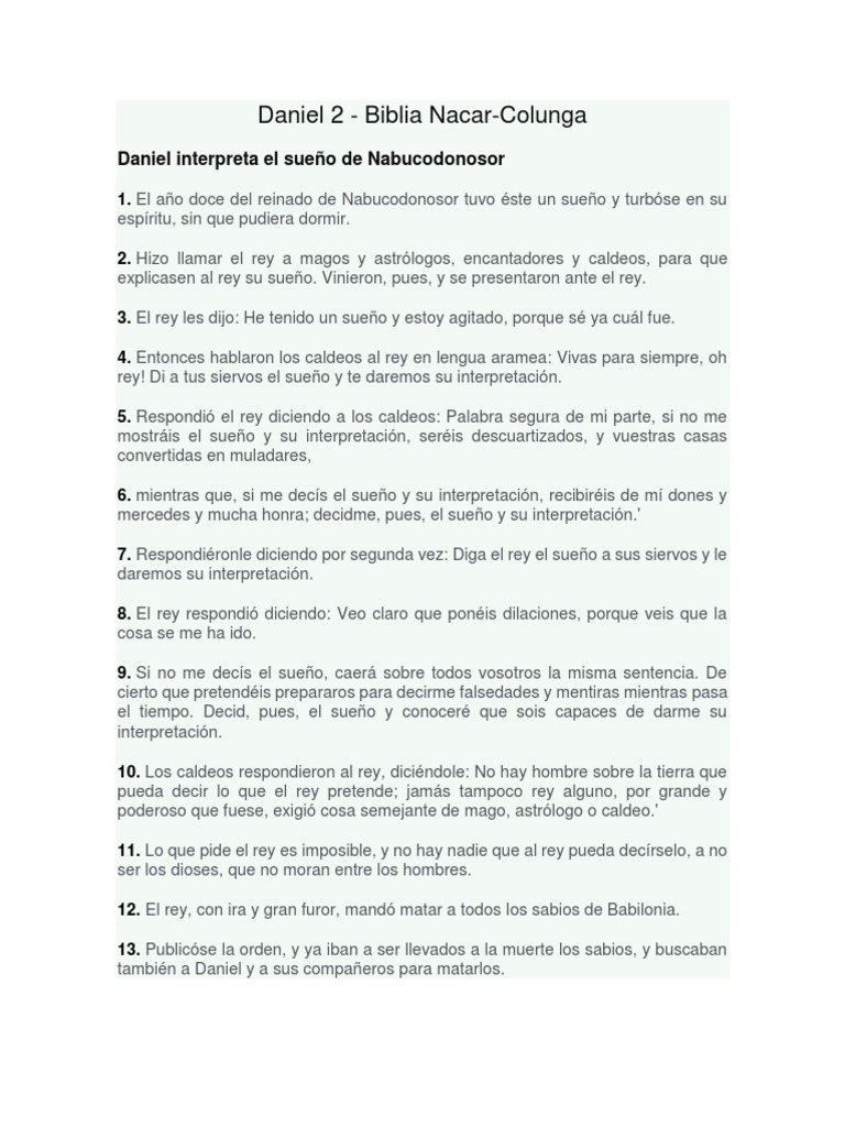 Daniel 2 | PDF | Daniel (figura bíblica) | Nabucodonosor Ii