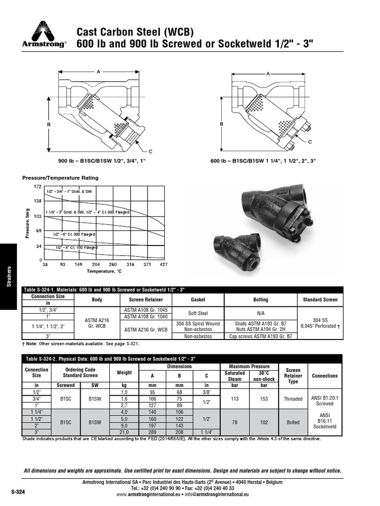 Cast Carbon Steel Strainer (WCB) | PDF | Screw | Mechanical Engineering