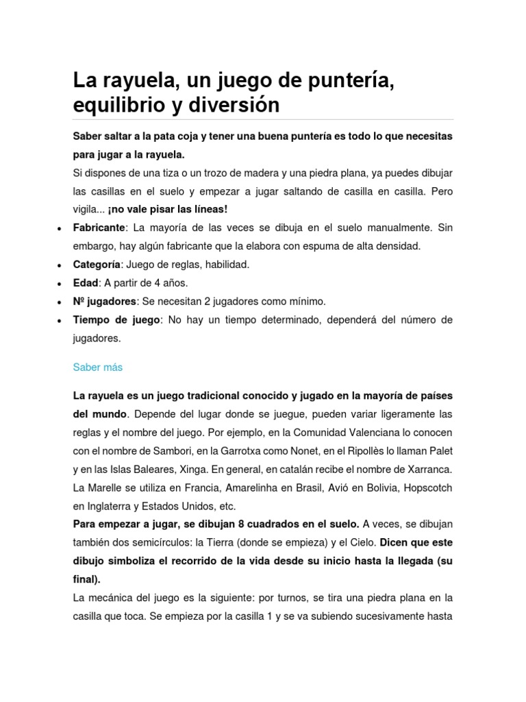 La Rayuela | PDF | Ocio | Deportes