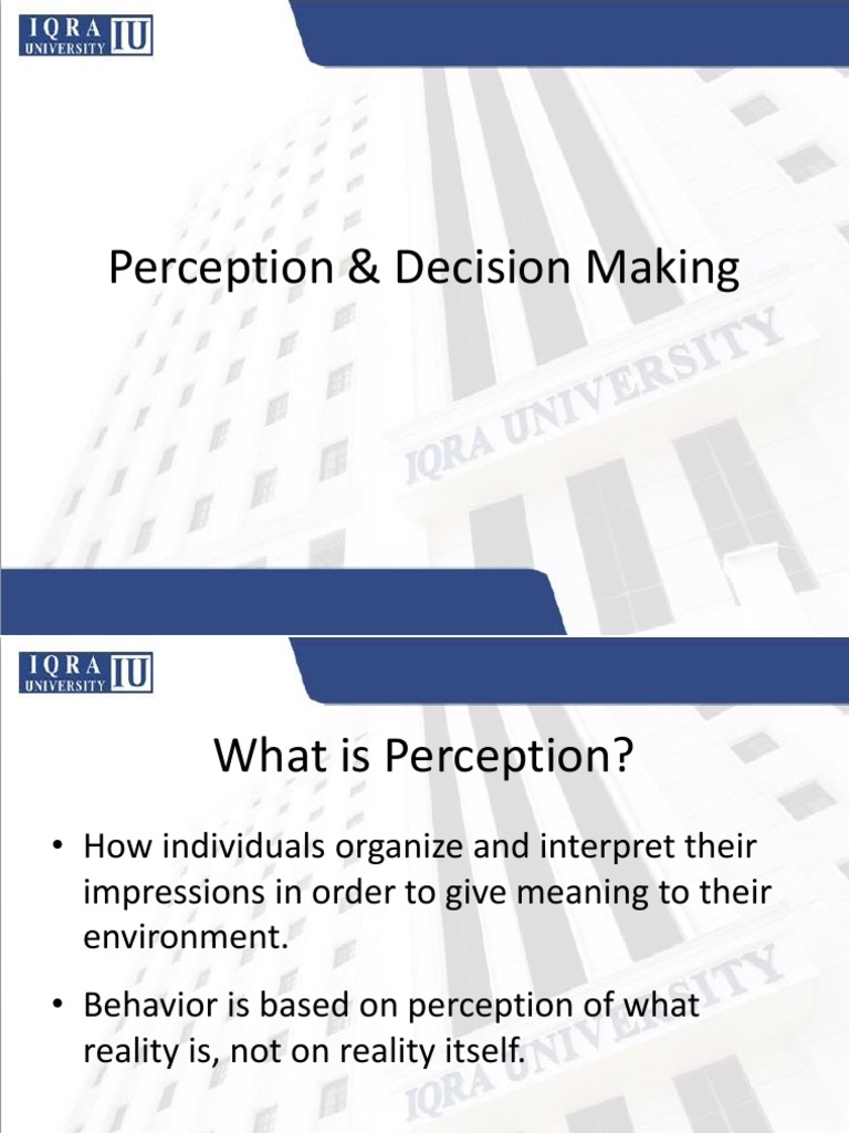 Perception Decision Making | PDF | Bias | Decision Making