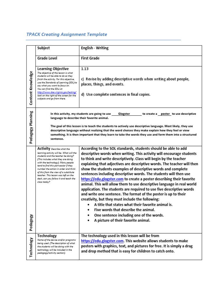 Final Tpack Template Module 2 | PDF | Teachers | Learning