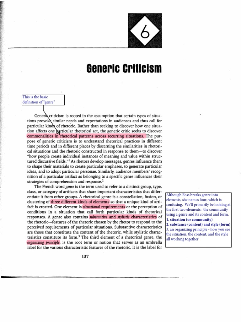 Foss Genreric Criticism - JPG PDF | PDF | Rhetoric | Genre