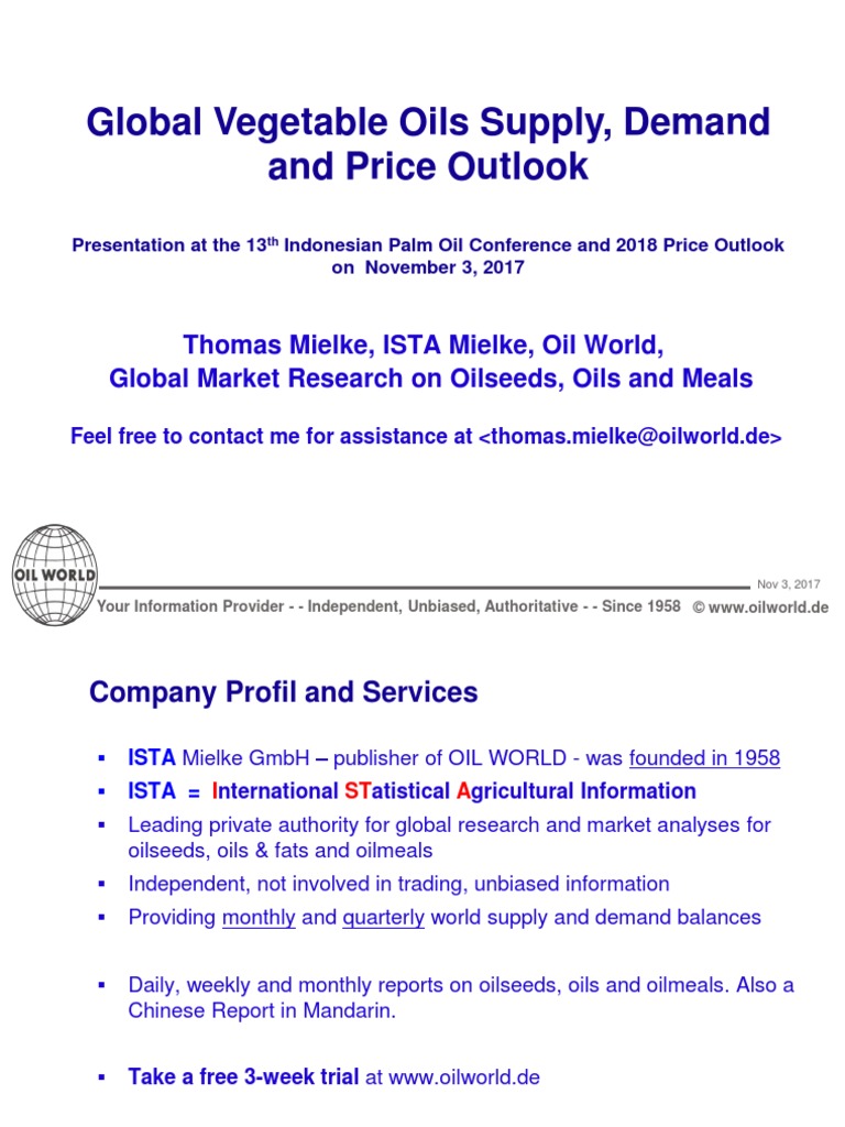 thomas-mielke-OIL WORLD 2017 PDF | PDF | Vegetable Oil | Palm Oil