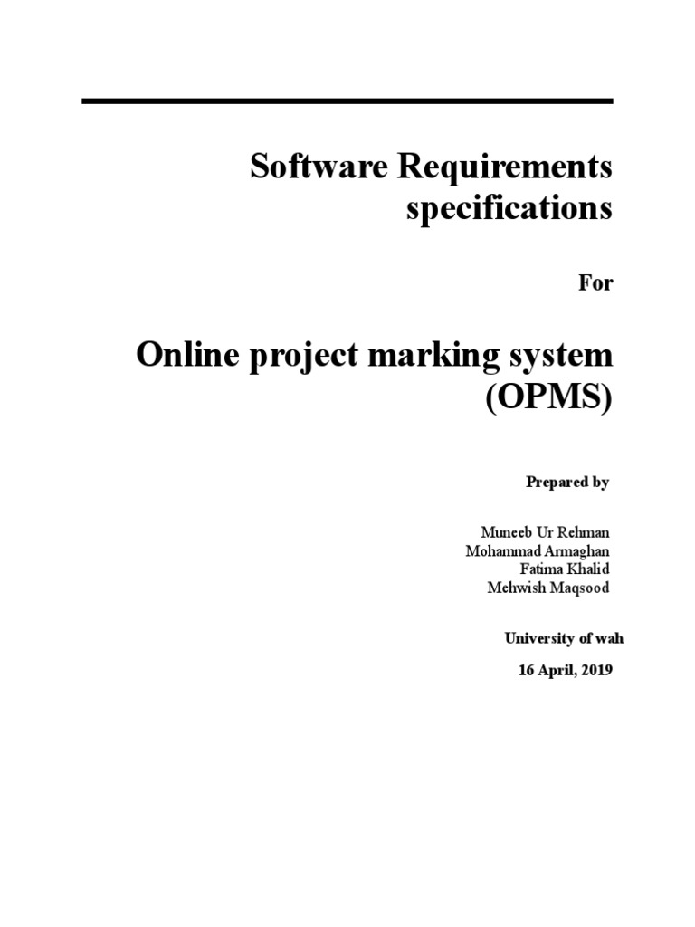 Online Project Marking System (OPMS) Software Requirements ...
