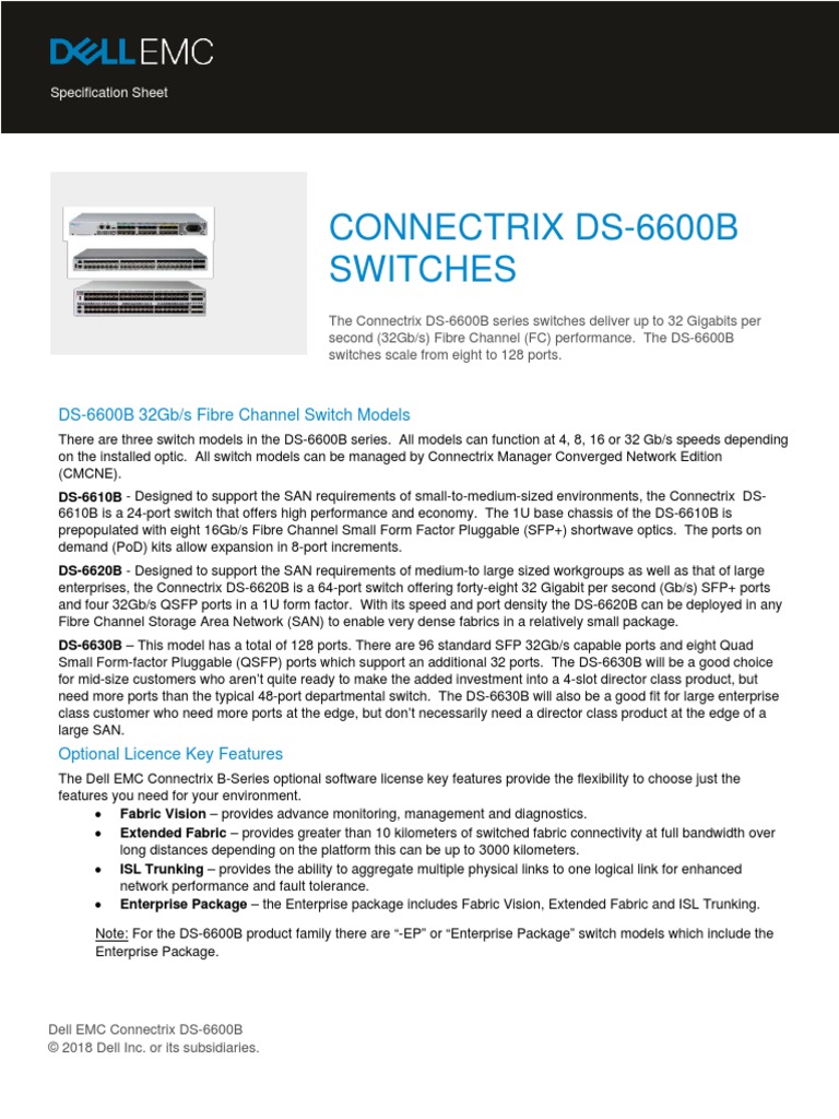 Connectrix Ds-6600B Switches: DS-6600B 32Gb/s Fibre Channel Switch ...
