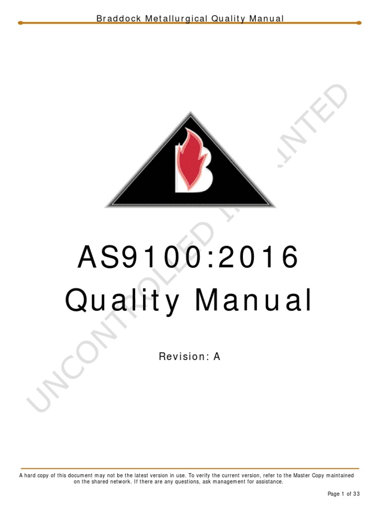 AS9100:2016 Quality Manual | PDF | Business Process | Quality Management