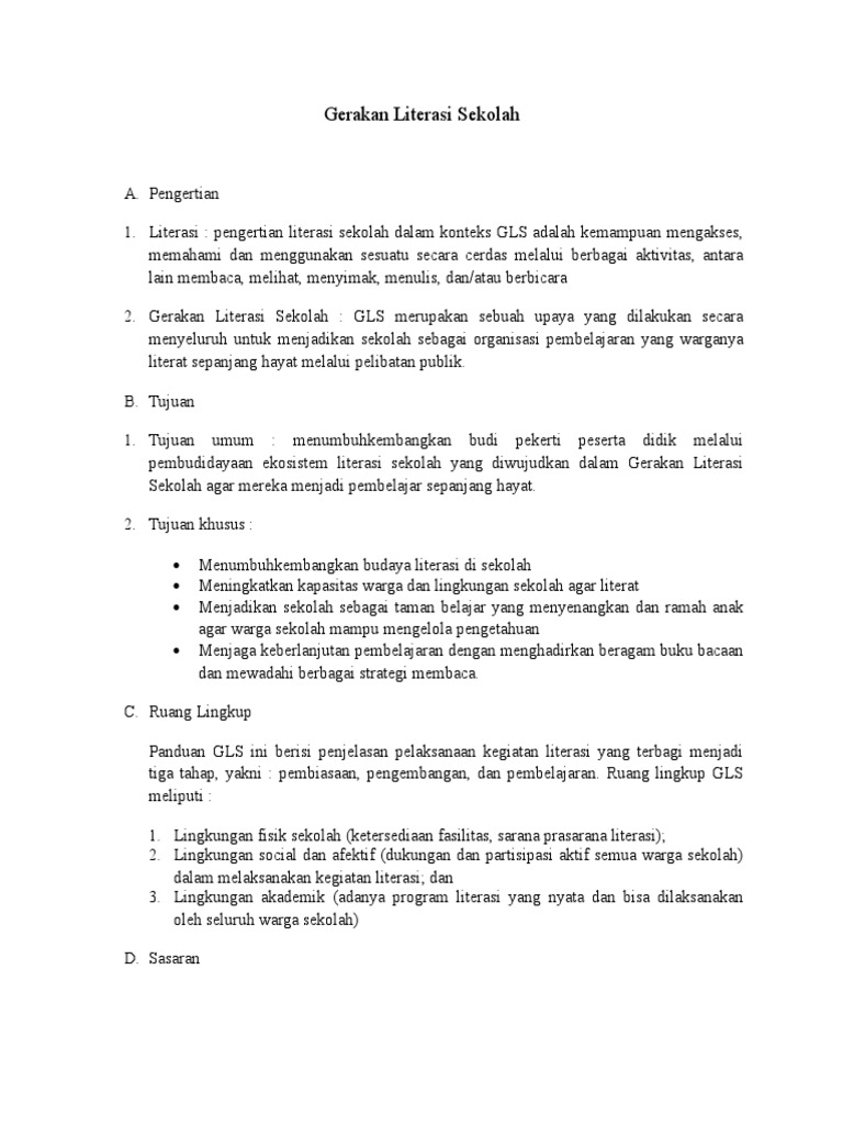 Panduan Gerakan Literasi Sekolah | PDF