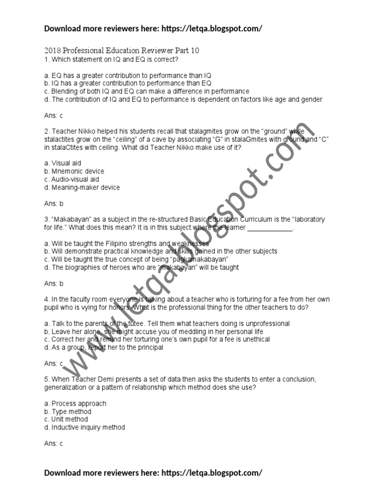 Prof. Ed Handout | PDF | Teachers | Test (Assessment)