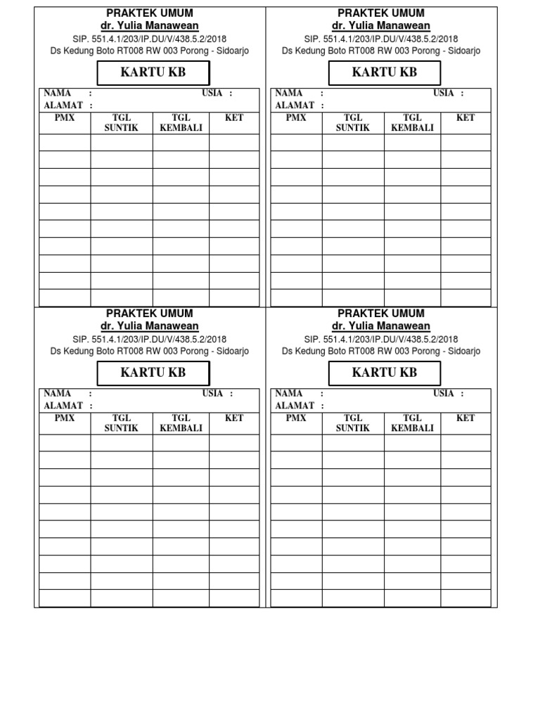 Kartu KB | PDF