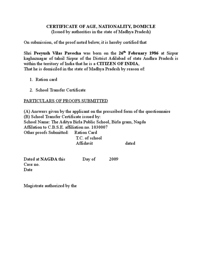 Certificate of Age | PDF