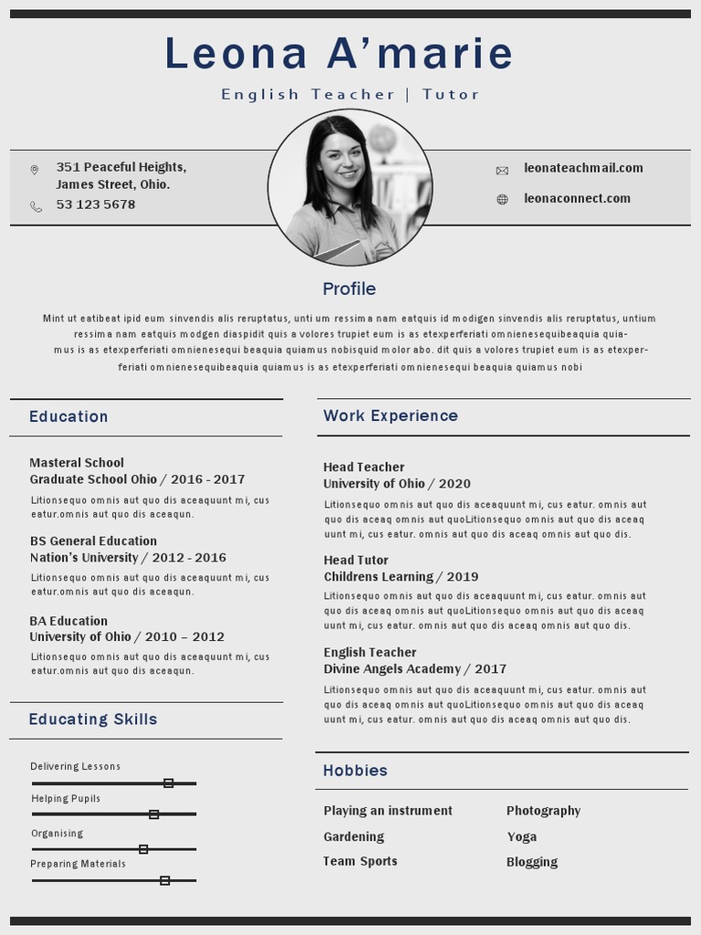 Free English Teacher CV Template | PDF