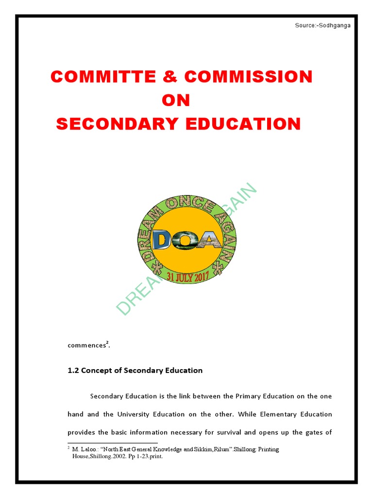 Committe and Commission On Secondary Education | PDF | Secondary Education | Vocational Education