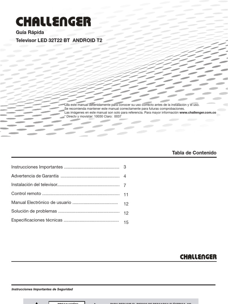 Manual Televisor Challenger 32T22 BT | PDF | Grabadora de vídeo digital ...