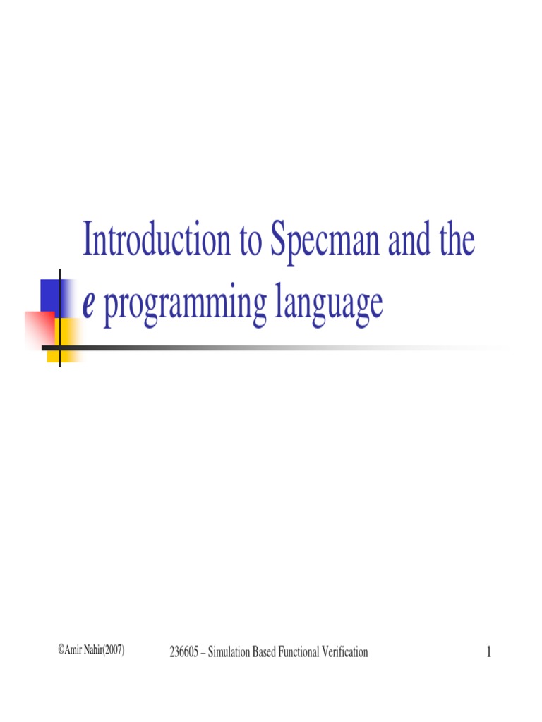 Introduction To Specman and The: e Programming Language | PDF | Data Type | Computer Programming
