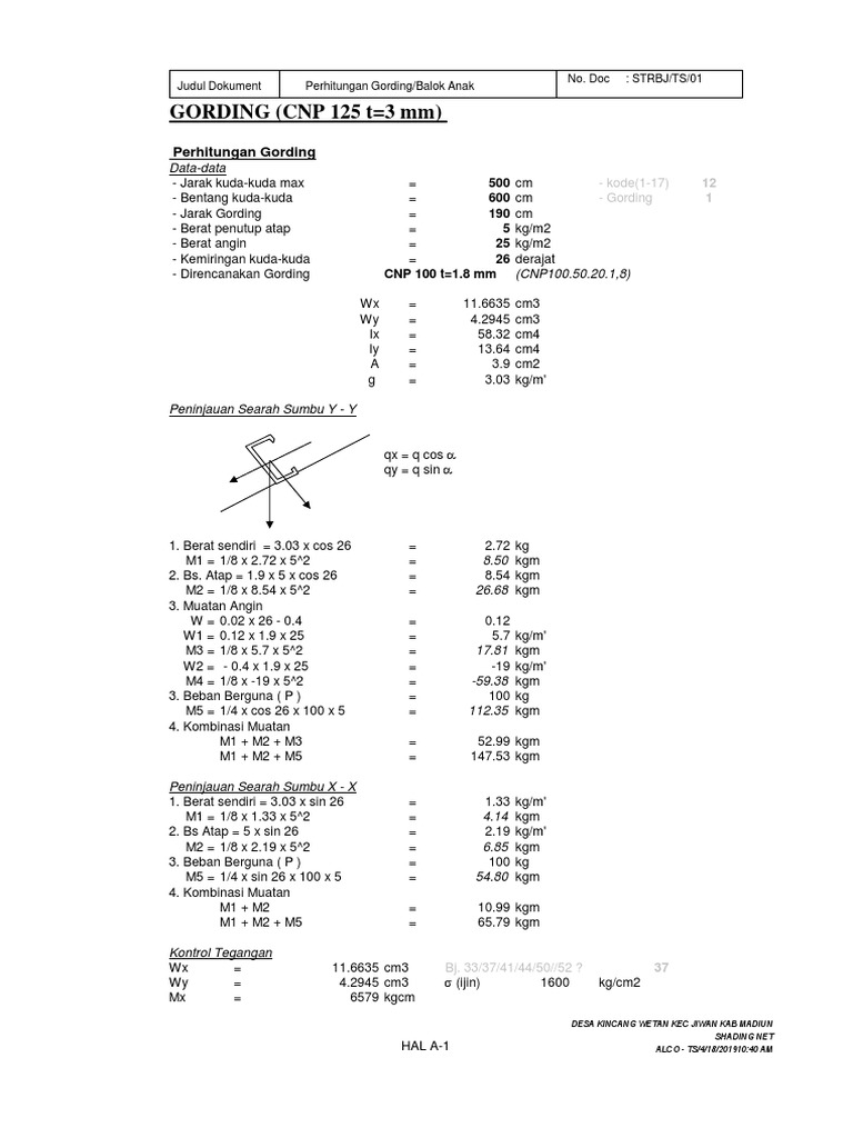 Contoh Perhitungan Gording - Sambungan Baja | PDF