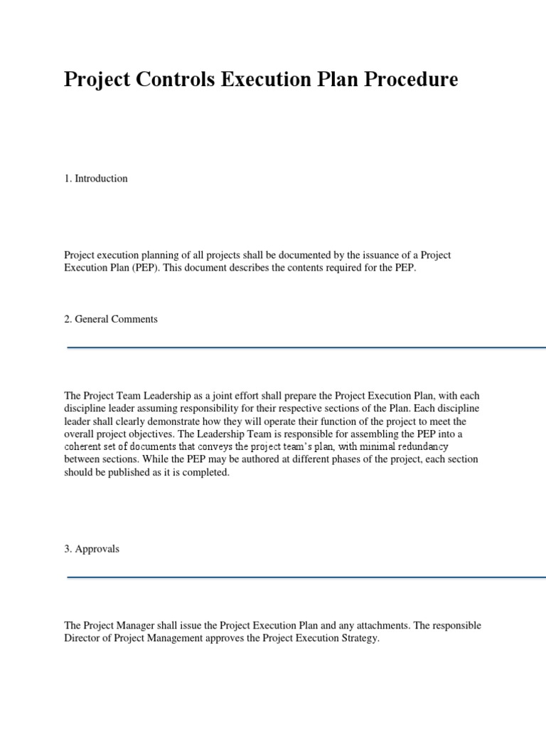 Project Controls Execution Plan Procedure | PDF | Project Management ...