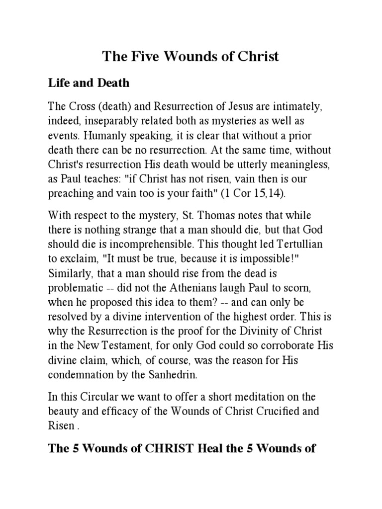 The Five Wounds of Christ PDF | PDF | God The Father | Resurrection Of ...