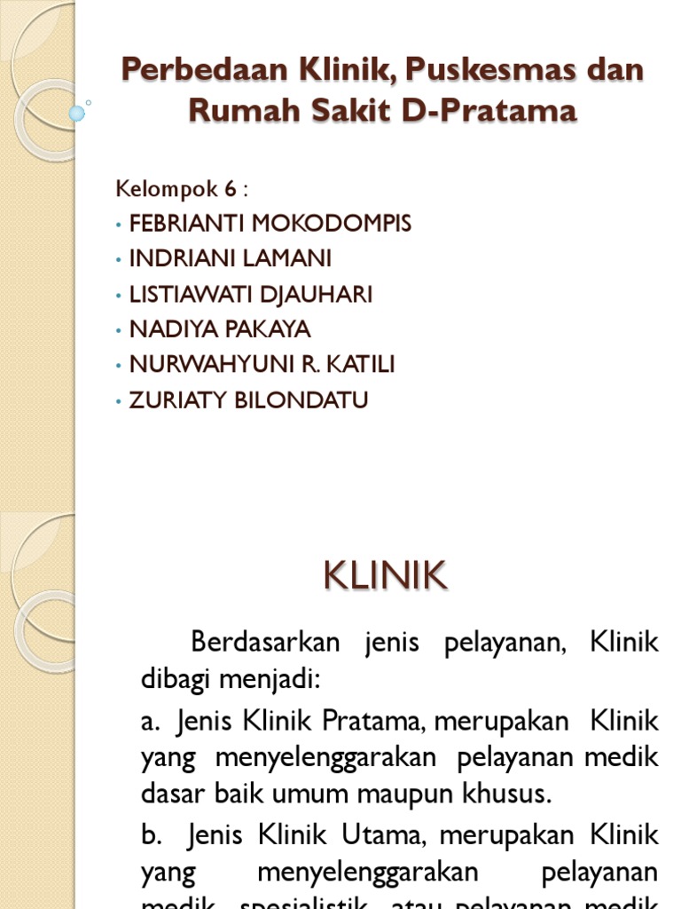 Perbedaan Klinik, Puskesmas Dan Rumah Sakit D-Pratama | PDF | Sains & Matematika