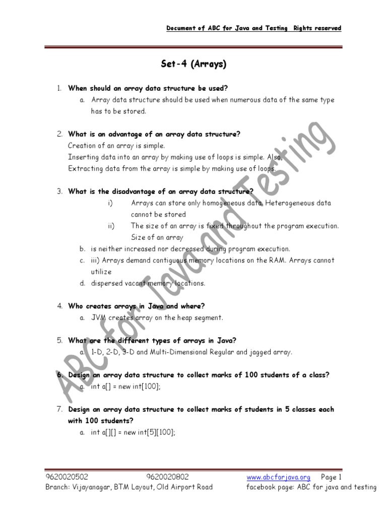 Set 4 ARRAYS (Updated) | PDF | Array Data Structure | Java (Programming Language)