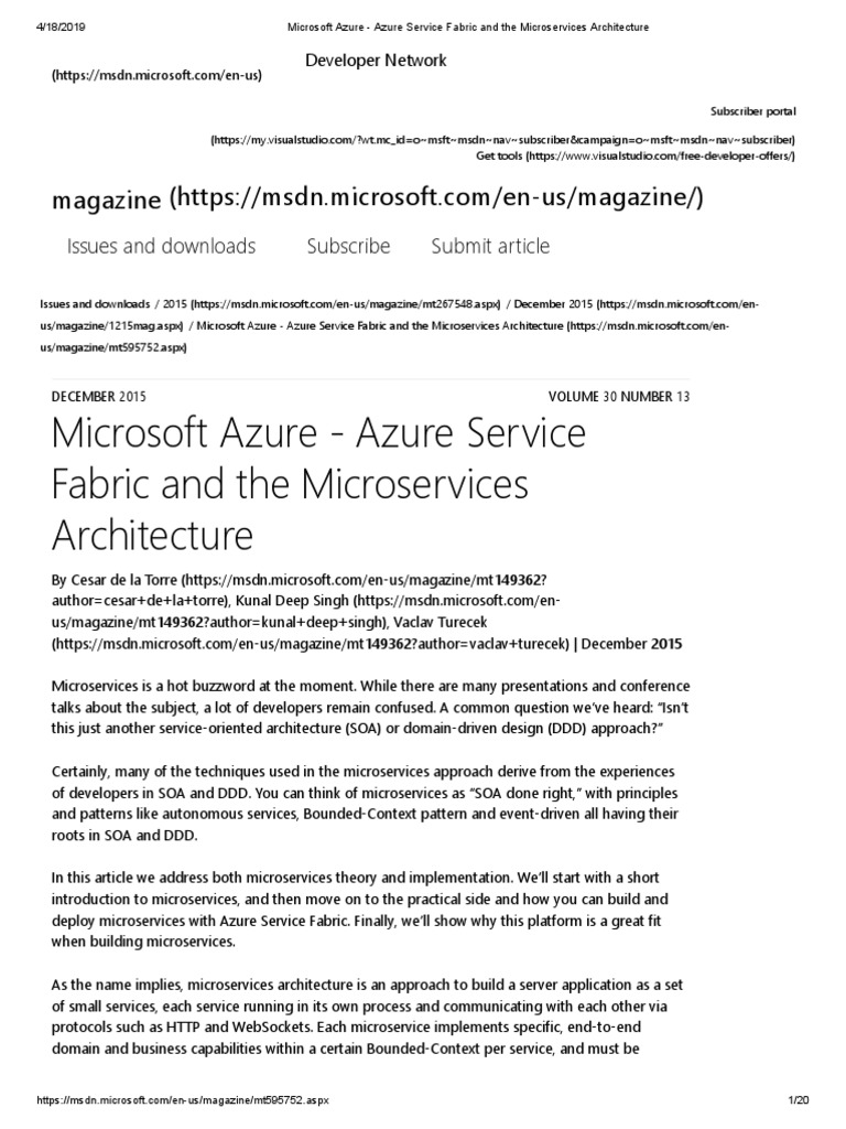 Microsoft Azure - Azure Service Fabric and The Microservices ...