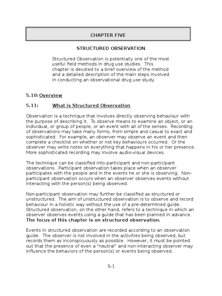 Chapter Five Structured Observation | PDF | Data Analysis | Qualitative ...