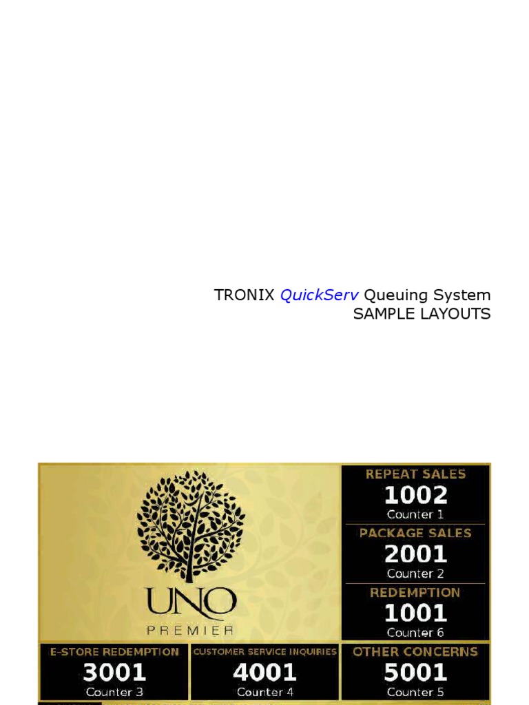 Tronix QuickServ Queuing System Sample Layout | PDF