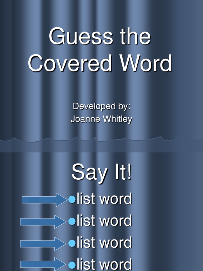 Guess The Covered Word: Developed By: Joanne Whitley | PDF | Language ...